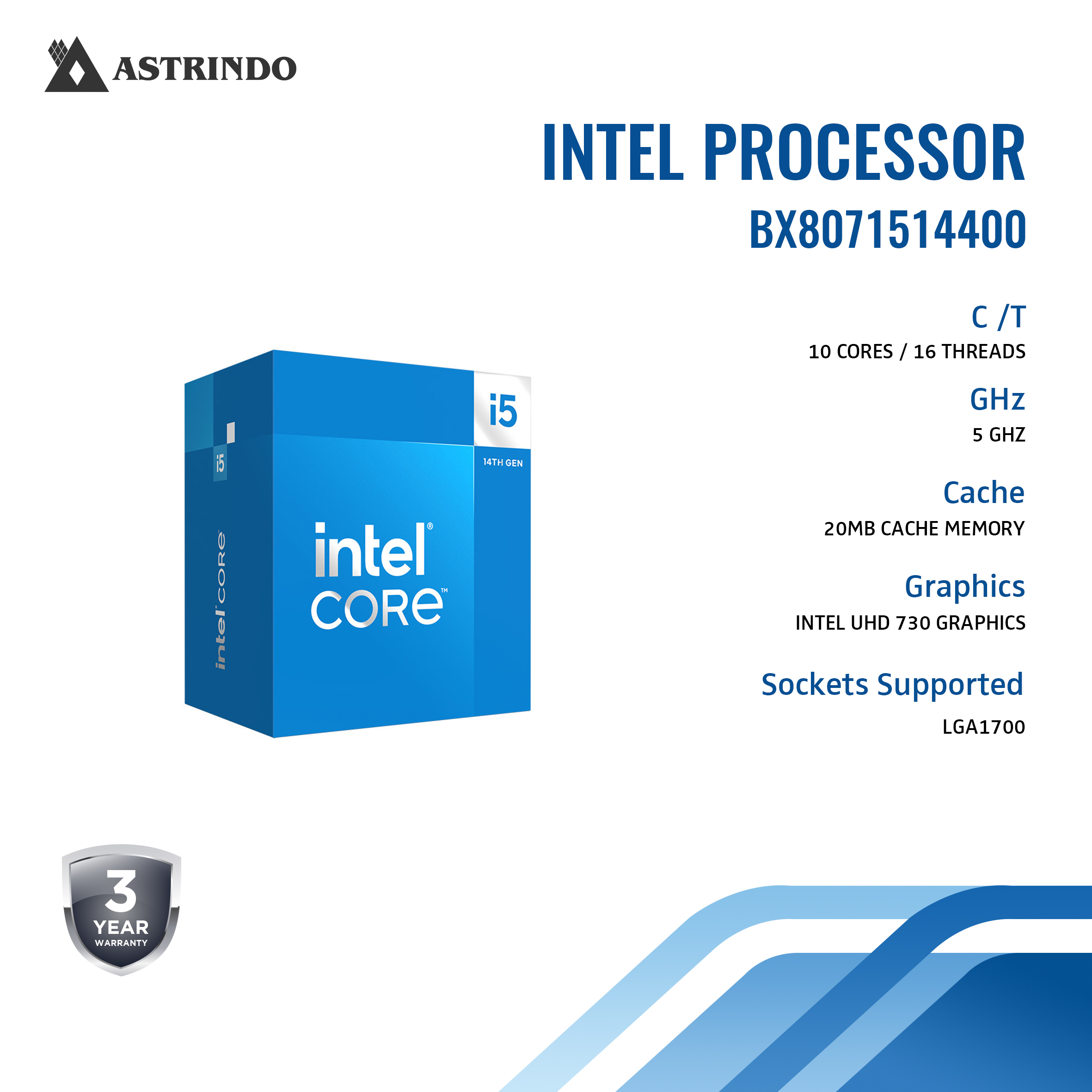 INTEL BOX CORE I5-14400 - Astrindostore.com